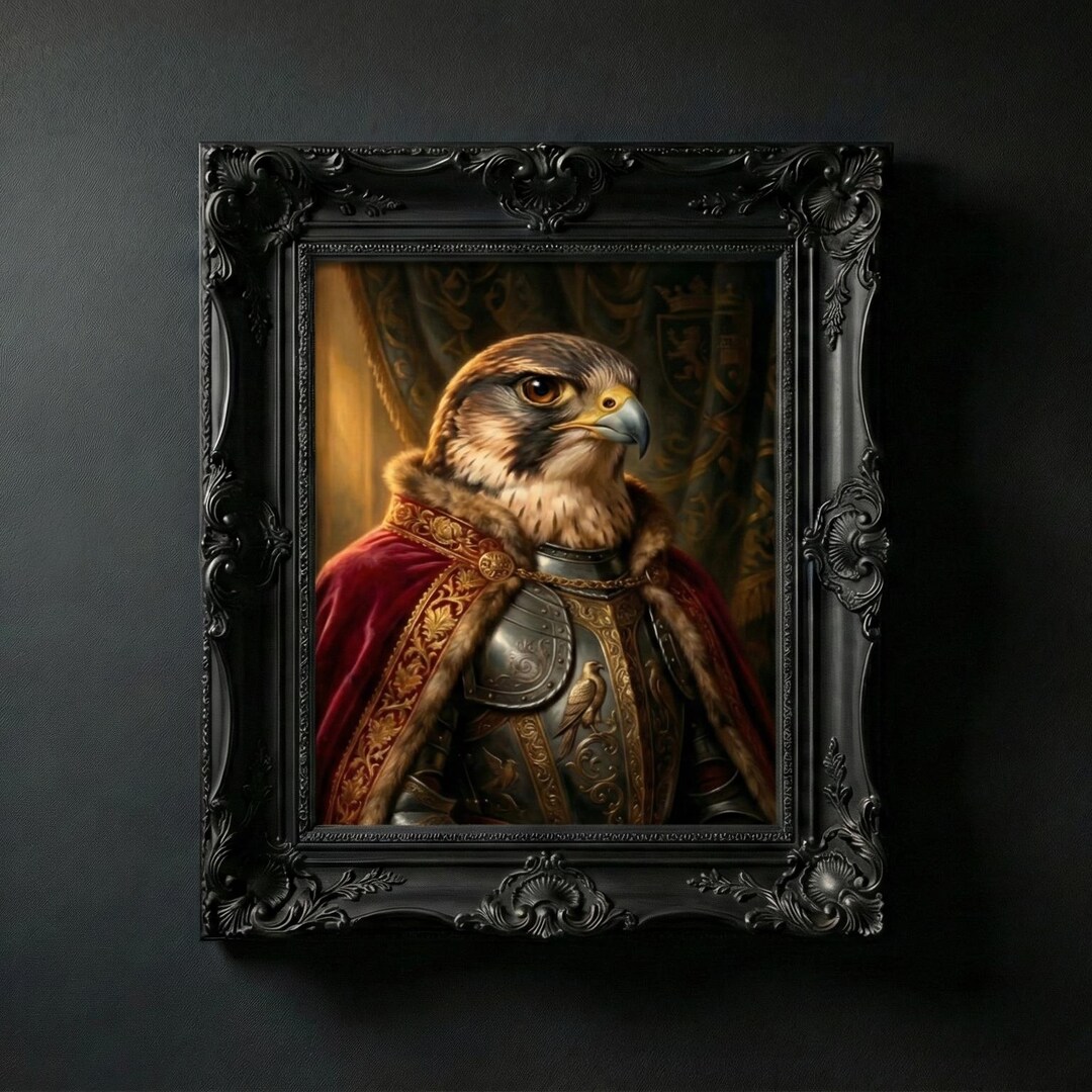 Medieval Eagle Knight Printable Wall Art, Renaissance Falcon Portrait ...
