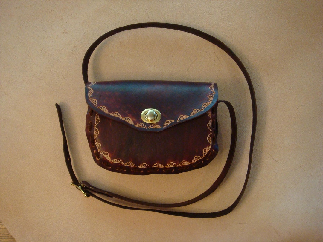 Lyn Tooled Brown Leather Bag - Hand Tooled Leather Purse - Tooled ...