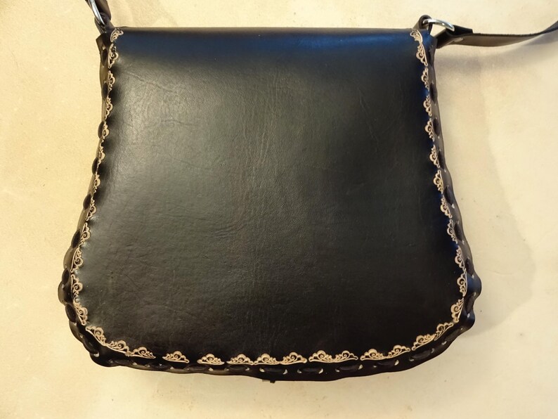 Jewel Black Leather Bag - Handmade Leather Purse - Leather Crossbody ...