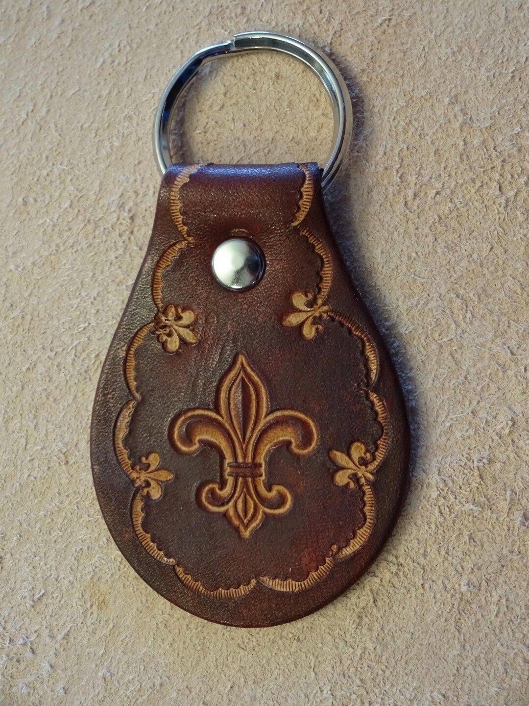 Tooled Leather Key Fob - Custom Leather Key Fob - Tooled Leather ...