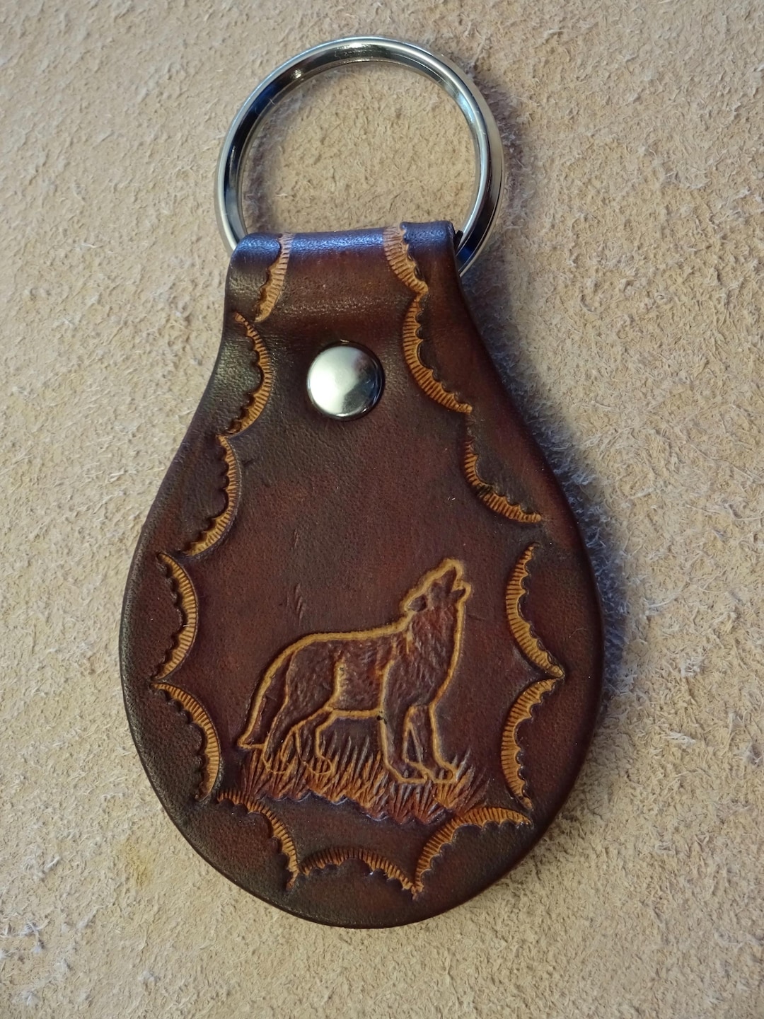 Tooled Leather Key Fob - Custom Leather Key Fob - Tooled Leather ...