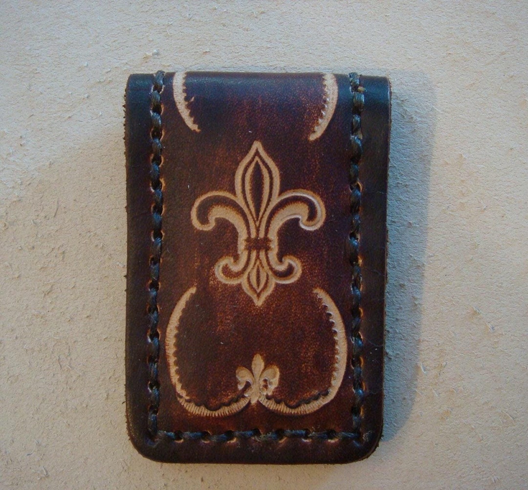 Tooled Leather Money Clip - Custom Leather Money Clip - Handmade ...