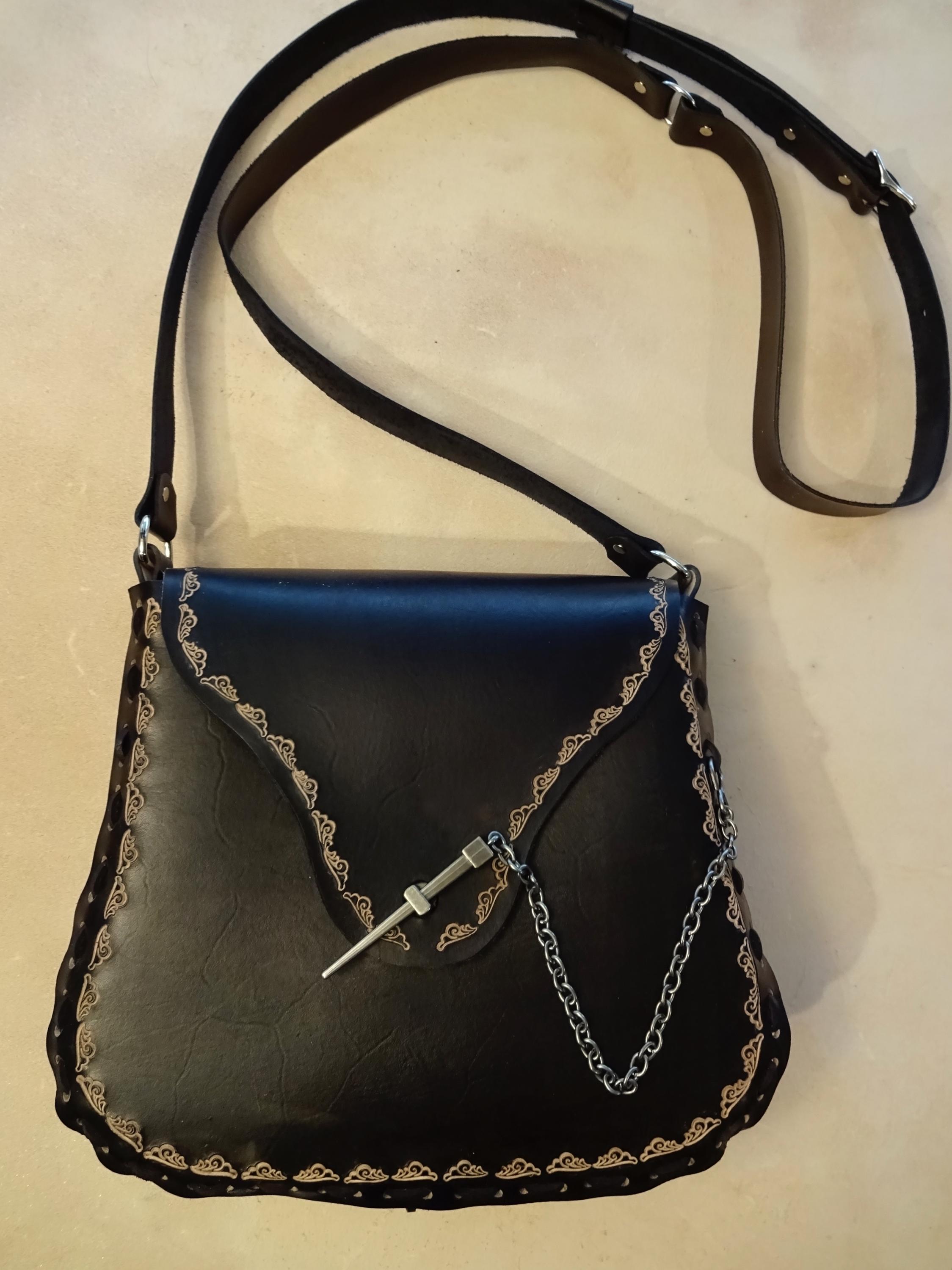 Jewel Black Leather Bag - Handmade Leather Purse - Leather Crossbody ...