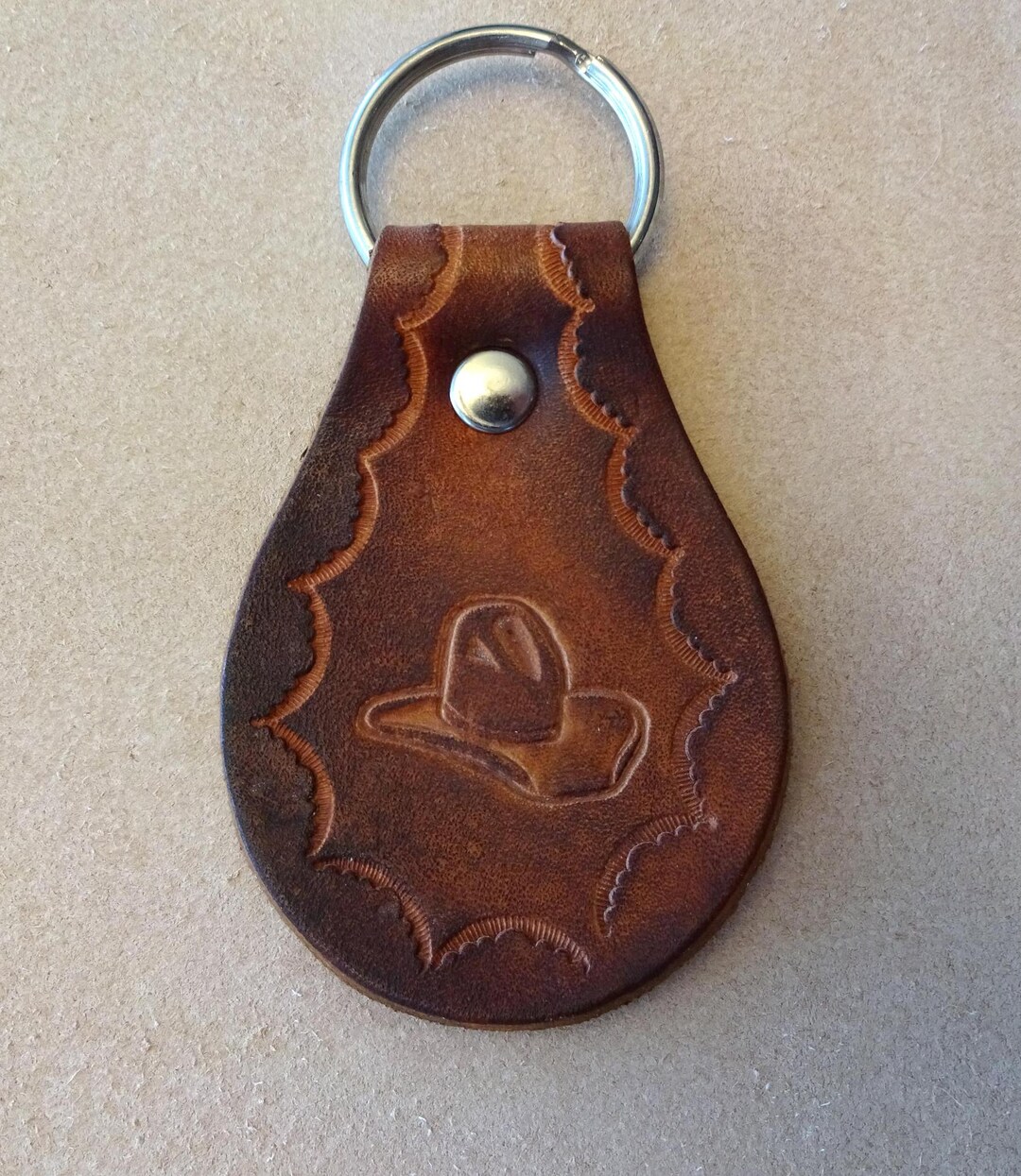 Tooled Leather Key Fob - Custom Leather Key Fob - Tooled Leather ...