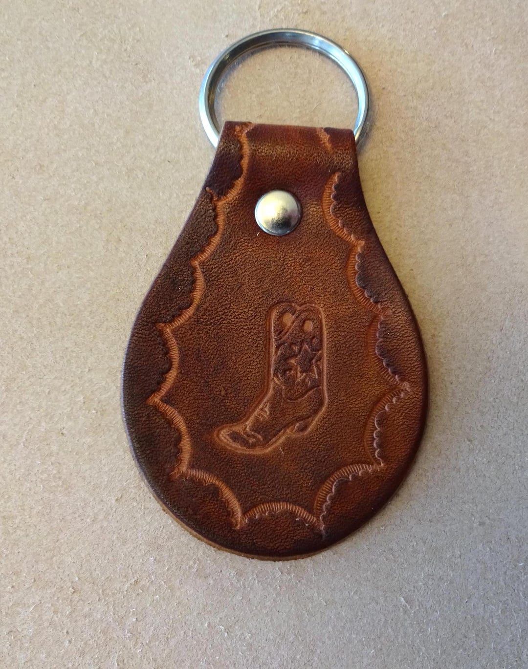 Tooled Leather Key Fob - Custom Leather Key Fob - Tooled Leather ...