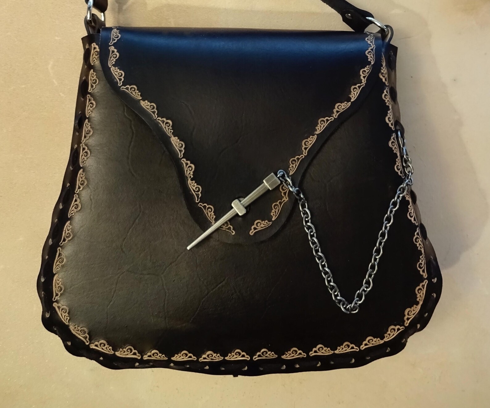 Jewel Black Leather Bag - Handmade Leather Purse - Leather Crossbody ...
