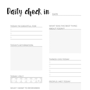 Daily Check In, Daily Planner, Instant Download, Digital Copy, A4 ...