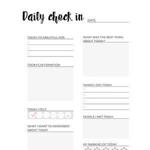 Daily Check In, Daily Planner, Instant Download, Digital Copy, A4 ...