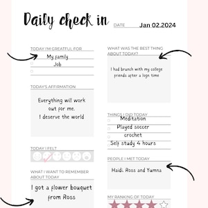 Daily Check In, Daily Planner, Instant Download, Digital Copy, A4 ...