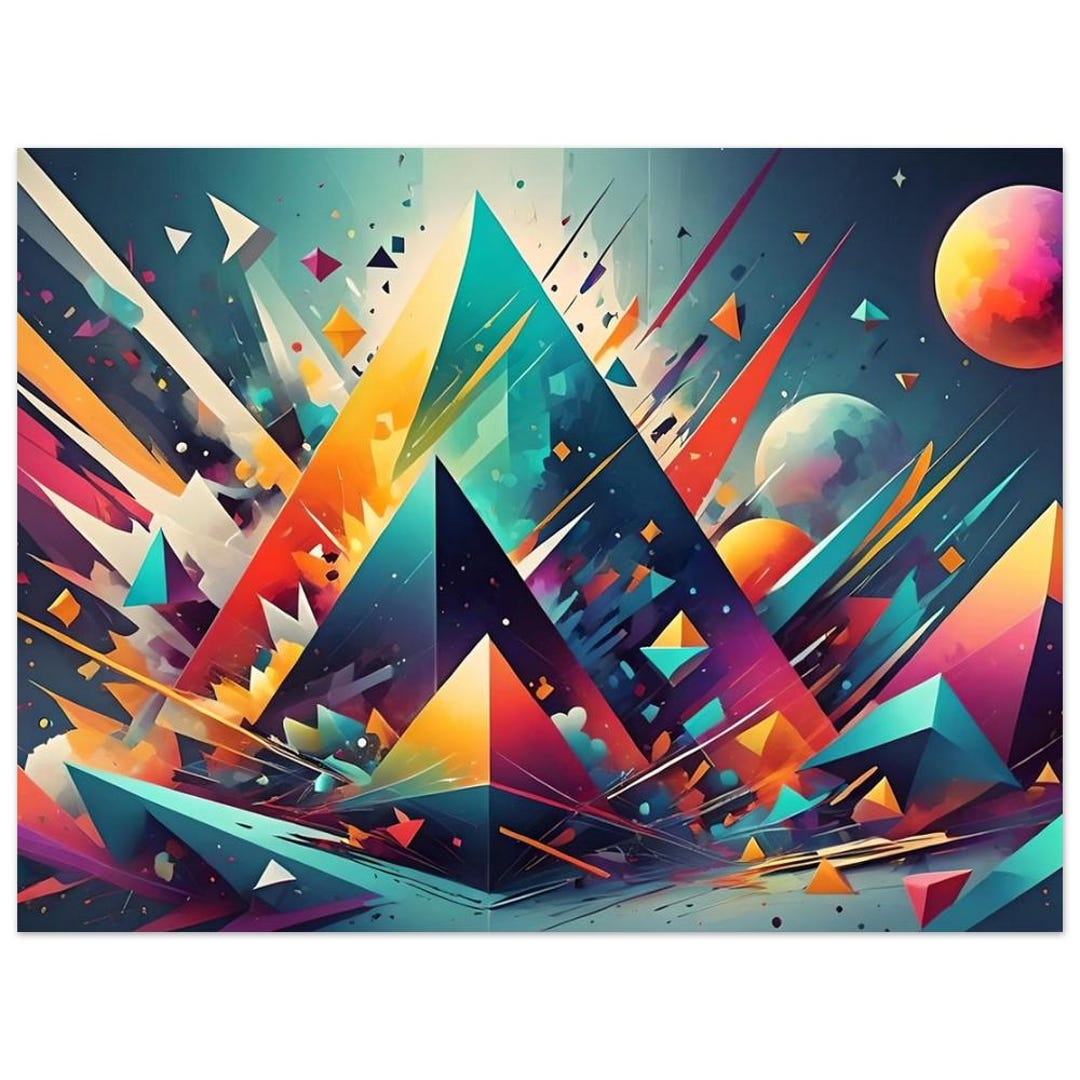 Wall Art - Abstract Multi-colored Artwork With Geometric Shapes and ...