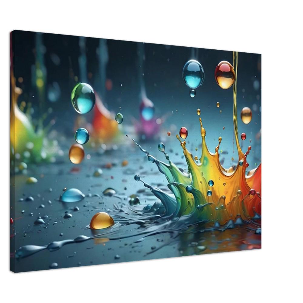 Wall Art - Dazzling Water Drops: Slow Motion Splash With Colorful Hues ...