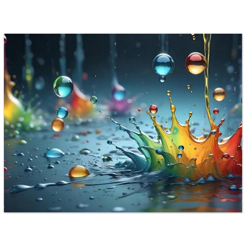 Wall Art - Dazzling Water Drops: Slow Motion Splash With Colorful Hues ...