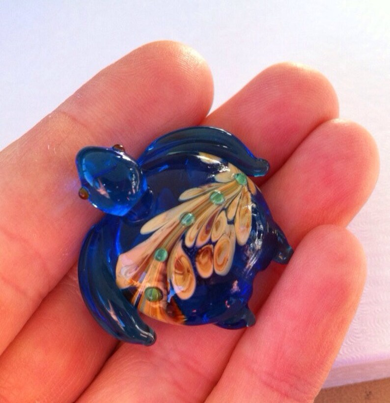 Glass Turtle - Aqua Turquoise Turtle - Focal Bead - Lampwork Glass ...