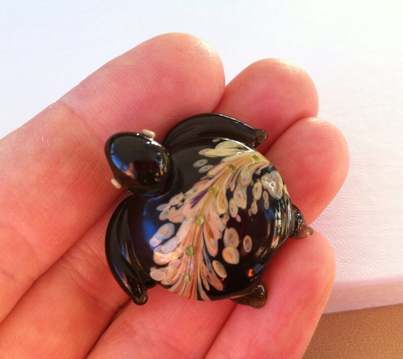 Glass Turtle Lampwork Turtle Green Glass Bead Flamework Artglass Bead ...