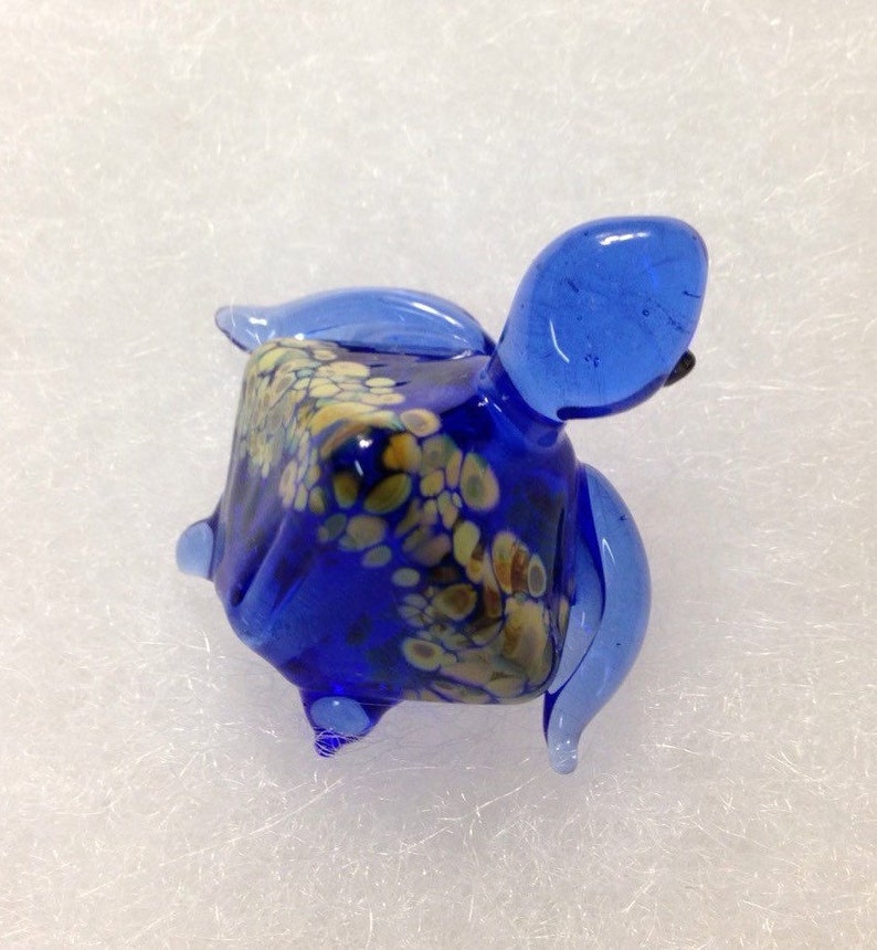 Glass Turtle Art Deco Turtle Bead Large Blue Raku Lampwork Focal ...