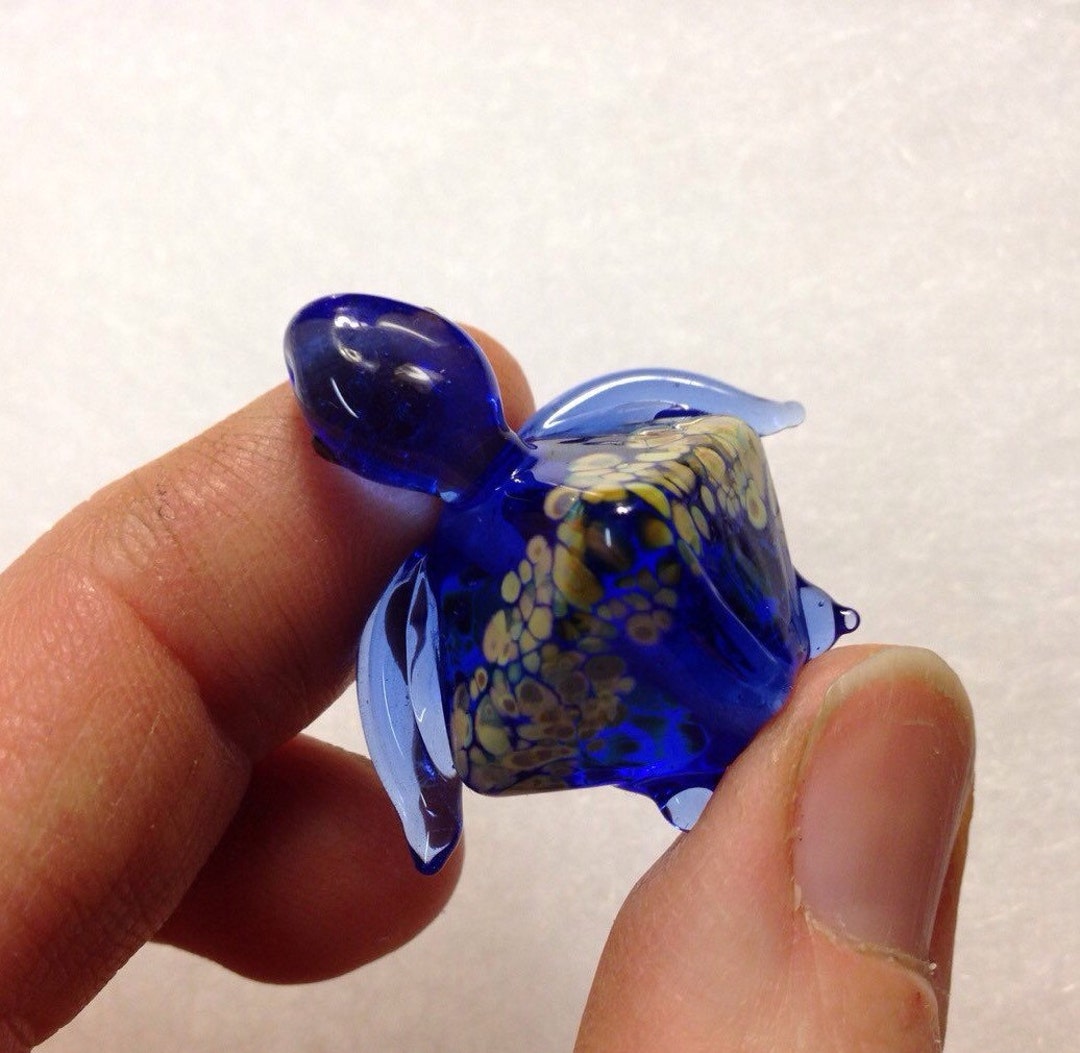 Glass Turtle Art Deco Turtle Bead Large Blue Raku Lampwork Focal ...