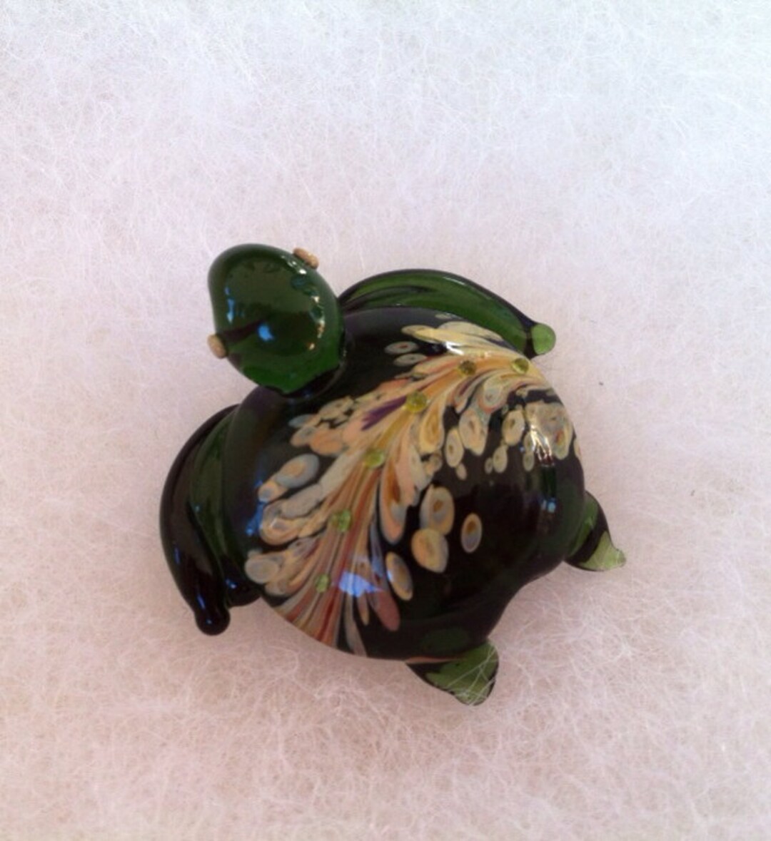 Glass Turtle Lampwork Turtle Green Glass Bead Flamework Artglass Bead ...