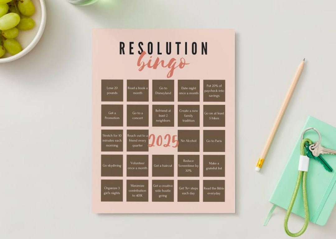 Digital Download 2025 New Year’s Resolution and Goals Bingo Card ...