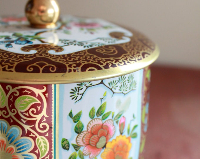 Vintage England Tin Can With Lid Decorative Metal Container - Etsy