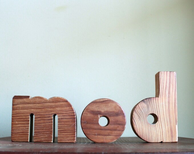 Vintage Handmade Wooden Letters MOD Set of 3 - Etsy
