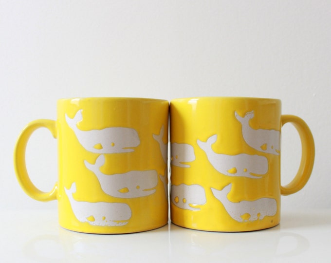 Modern Retro Yellow Ceramic Whale Mugs Set of 2 Made in Japan - Etsy