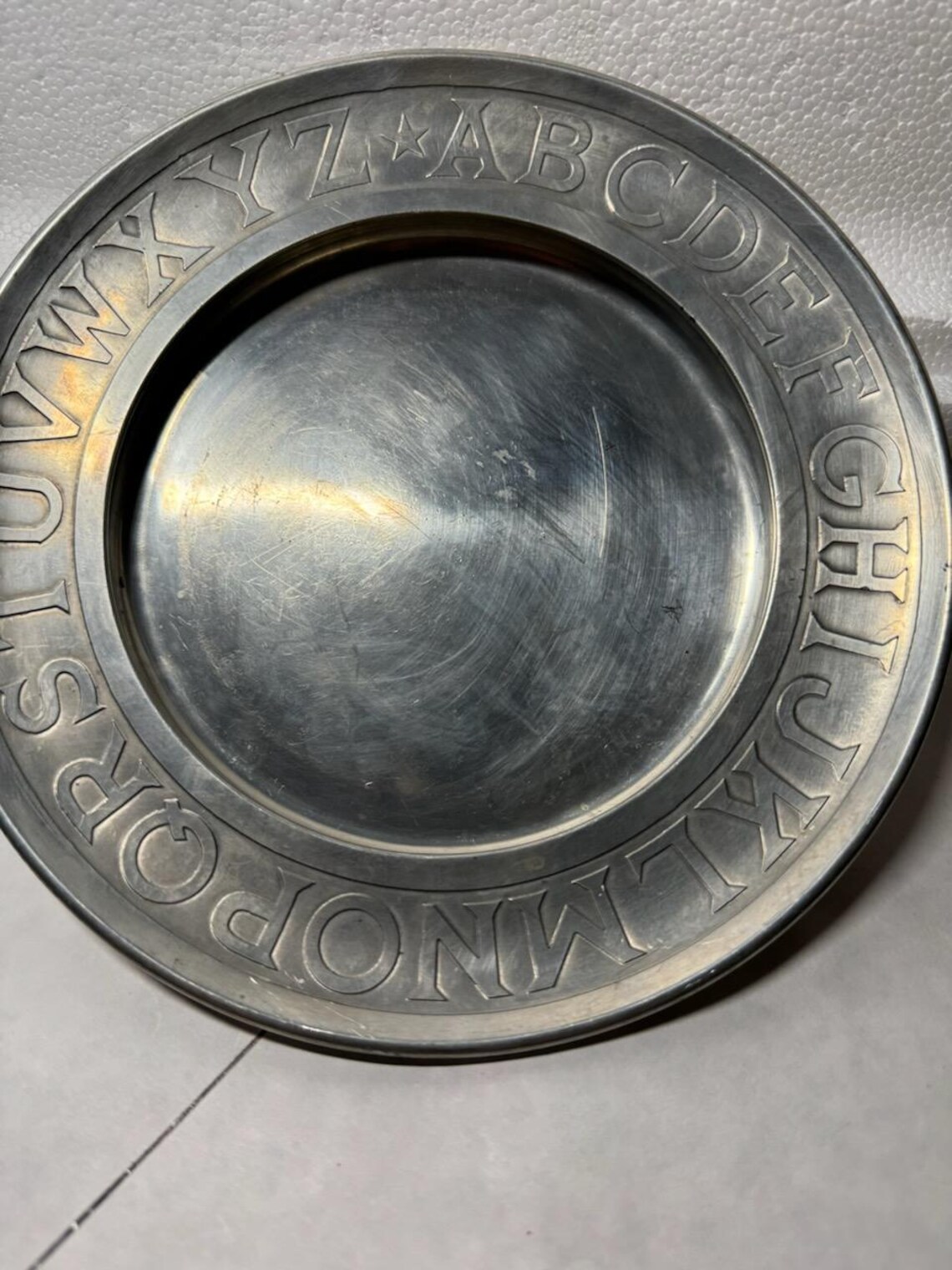 Vintage Pre-owned Pewter Child Alphabet Plate - Etsy