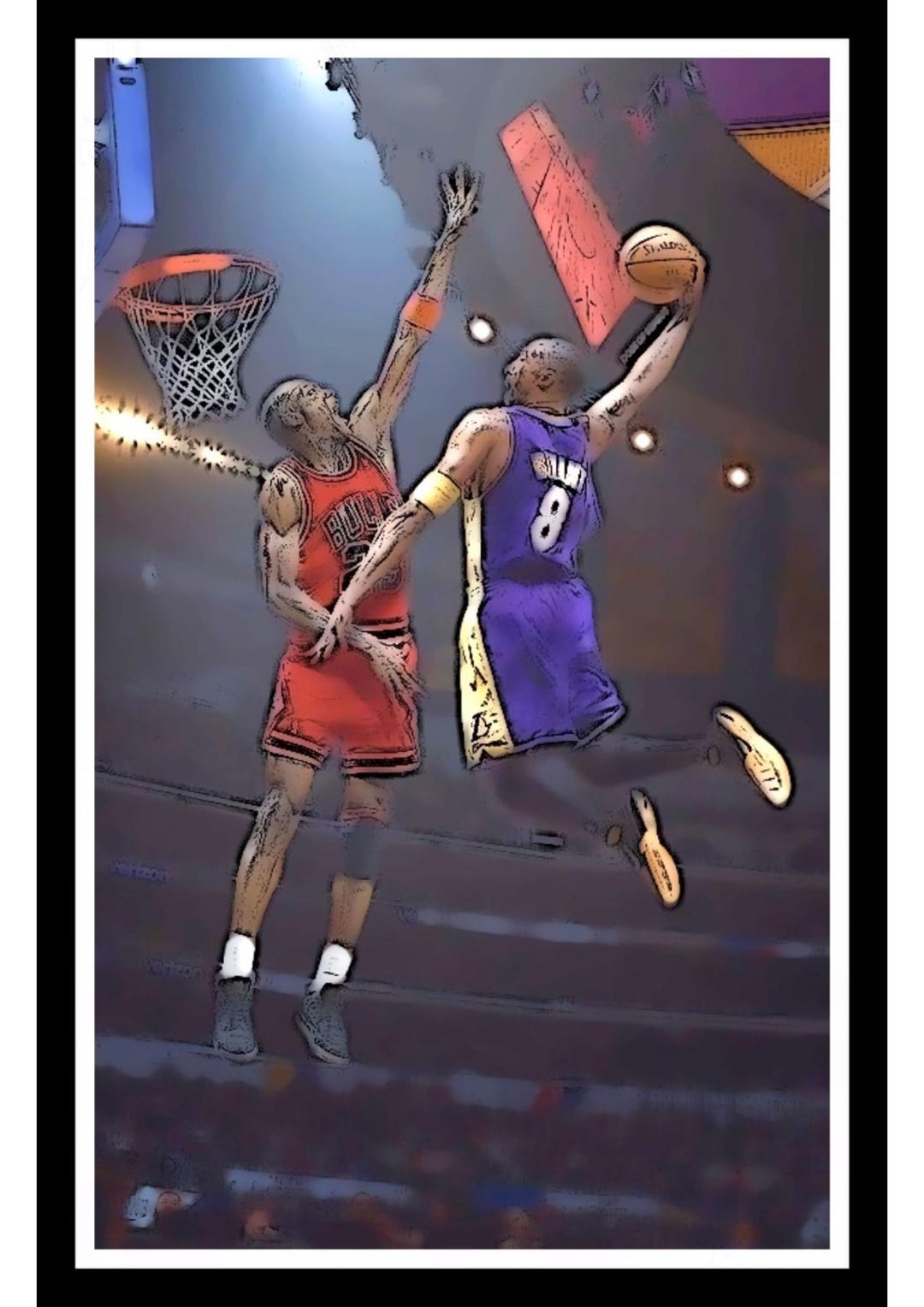 Basketball Cartoon Effect Art PDF - Kobe Lakers Vs Jordan Poster ...