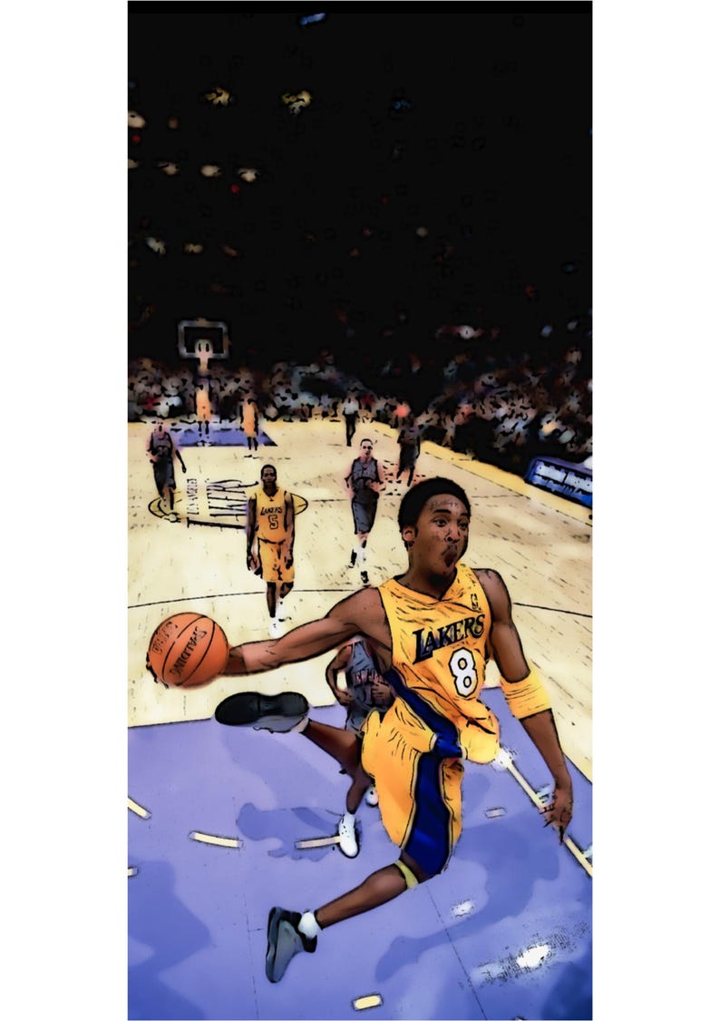 Dynamic Basketball Cartoon Effect Art Print - Vibrant Slam Dunk Poster ...