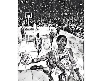 Dynamic Basketball Cartoon Effect Art Print - Vibrant Slam Dunk Poster ...