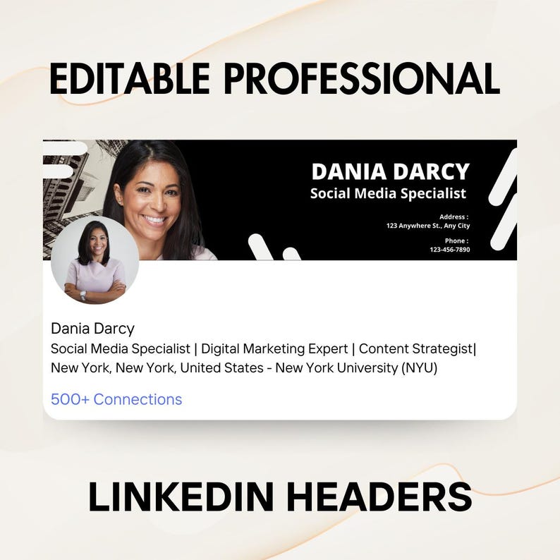 Minimalist Black & White Professional Editable Linkedin Header Template ...