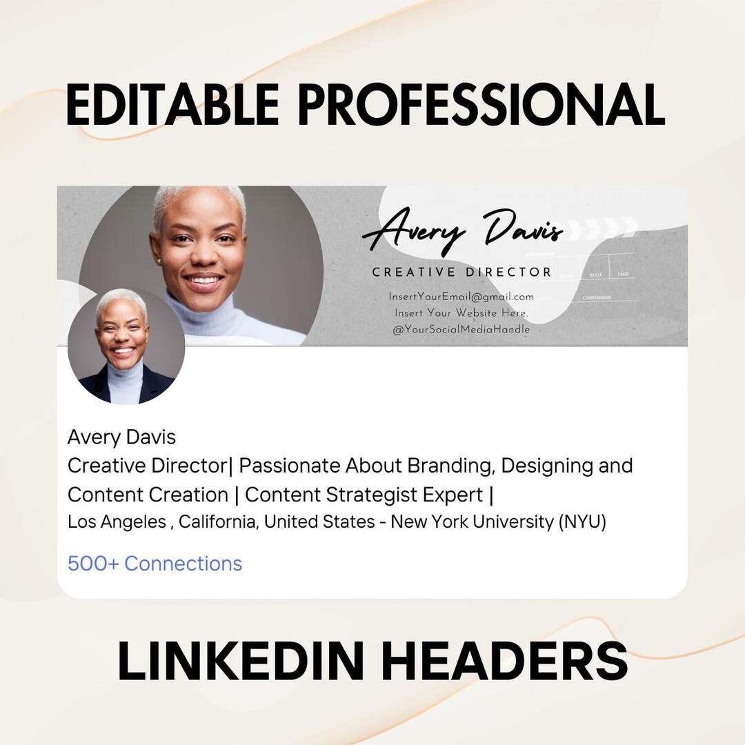 Minimalist Black & White Professional Editable Linkedin Header Template – Customizable Banner ...