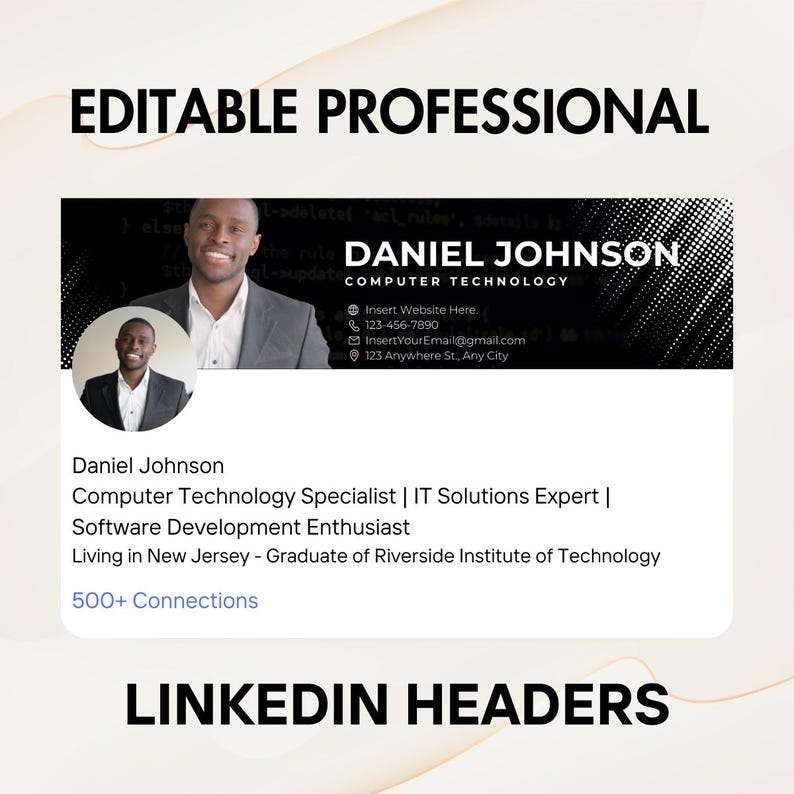 Minimalist Black & White Professional Editable Linkedin Header Template ...
