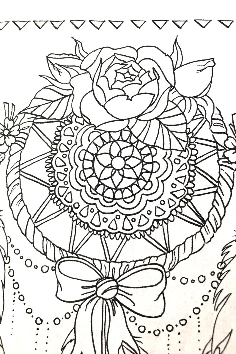 Floral and Lace Decorative Wall Hanging Adult Coloring Page - Etsy Sweden