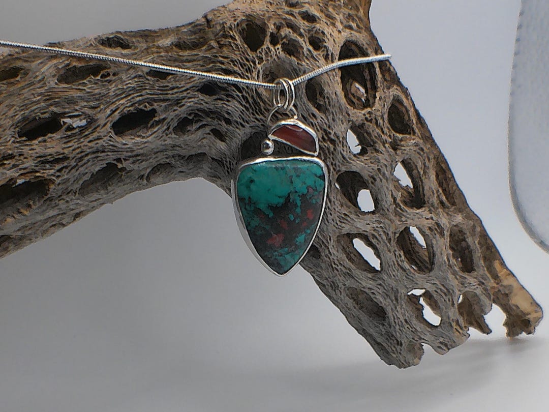 Apache Chrysocolla and Red Oregon Sunstone in Sterling Silver - Etsy
