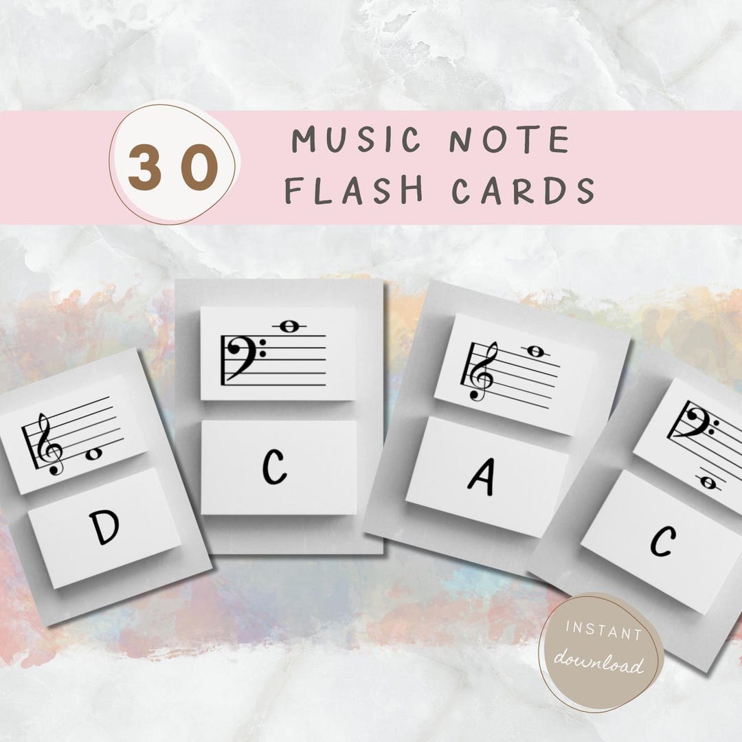 Music Note Flash Cards, Treble Clef & Bass Clef Learning, Fun Music ...