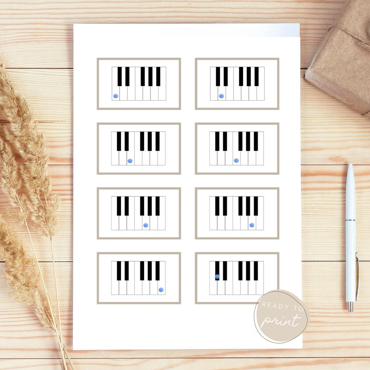 Piano Key Flashcards, Staff Note Flashcards, Treble Clef Notes, Bass ...
