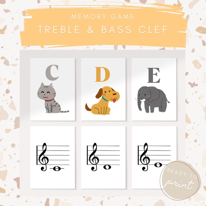 Music Notes, Preschool Montessori, Bass Clef, Treble Clef Memory Game ...