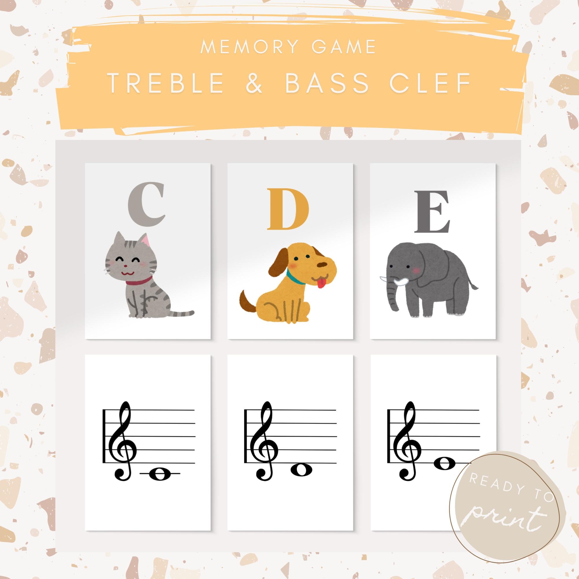 Treble Clef Flashcard, Bass Clef Music Educational Game, Music Notes ...