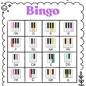 Piano Key Bingo Game Print at Home Music Activity Preschool ...