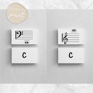 Music Teacher Resource, Music Note Flash Cards for Treble Clef and Bass ...