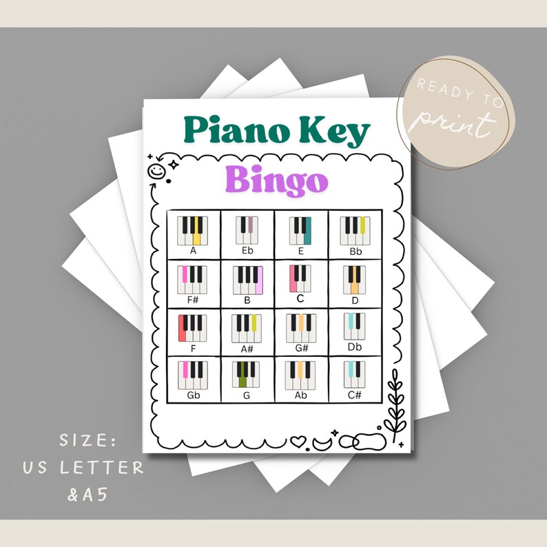 Piano Key Bingo Game: Music Activity Printable (digital Download) - Etsy