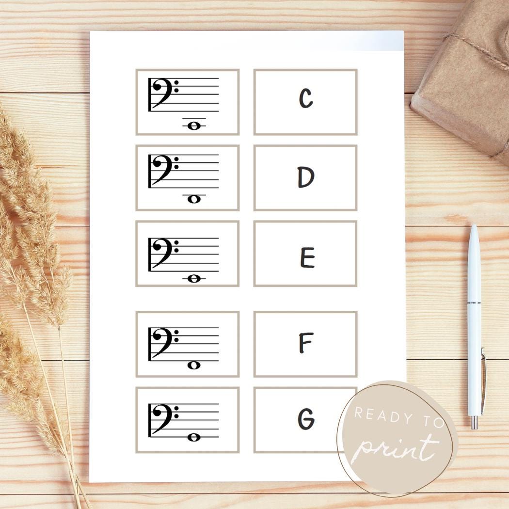 Music Note Flash Cards, Treble Clef & Bass Clef Note Reading, Fun Music ...