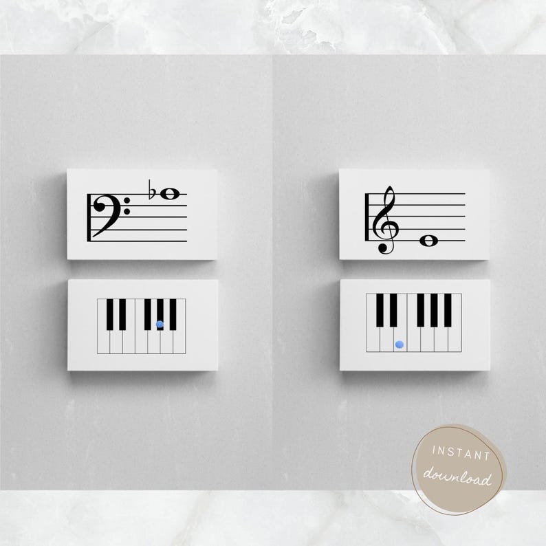 Piano Key Flashcards, Staff Note Flashcards, Treble Clef Notes, Bass ...