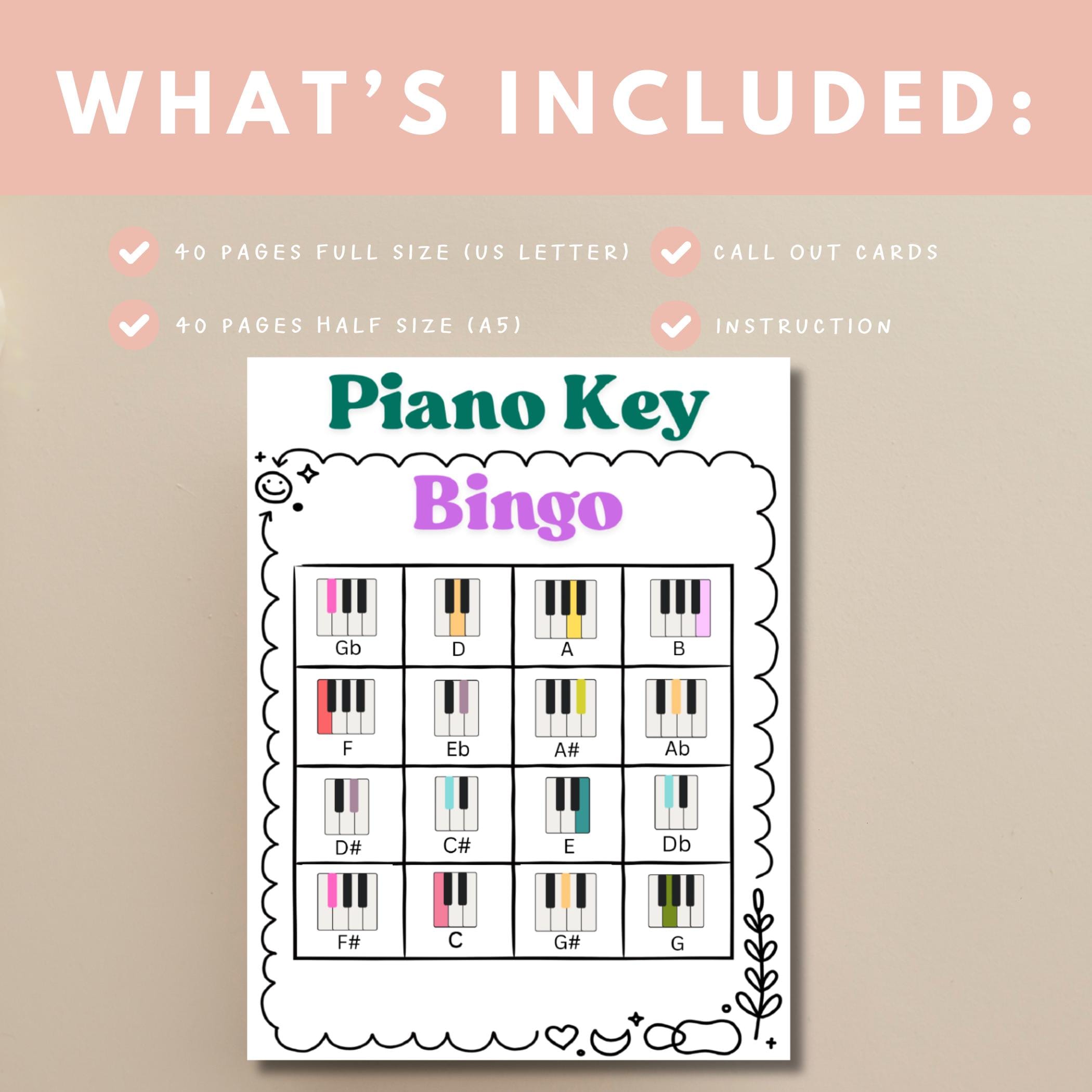 Piano Key Bingo Game Print at Home Music Activity Preschool ...