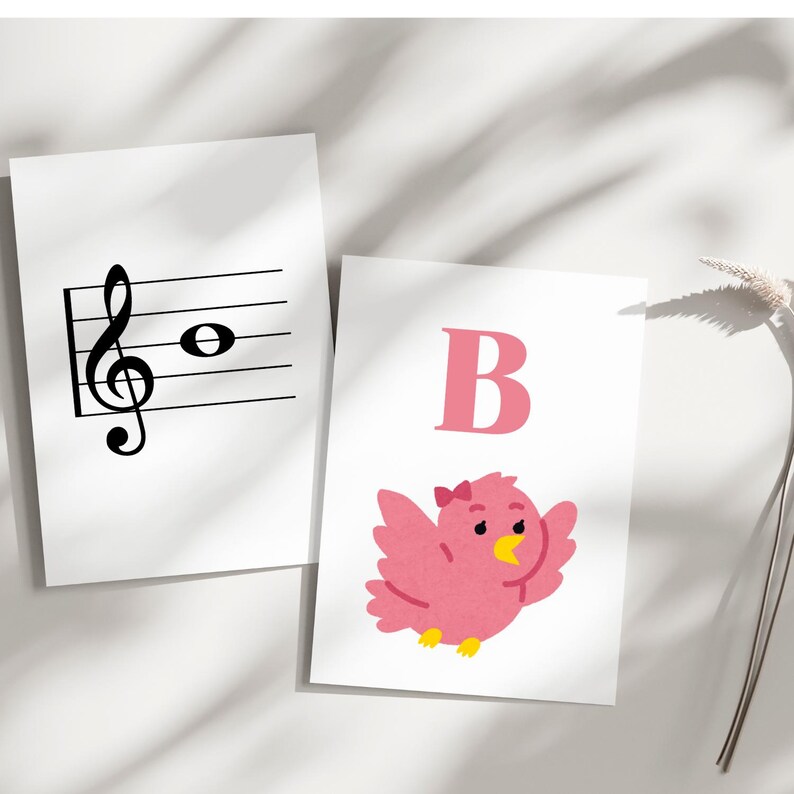 Music Notes Flash Cards, Homeschool Decor, Montessori Nursery, Treble ...