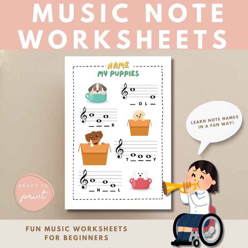 Animal Music Note Worksheets | Kindergarten Treble & Bass Clef (digital ...