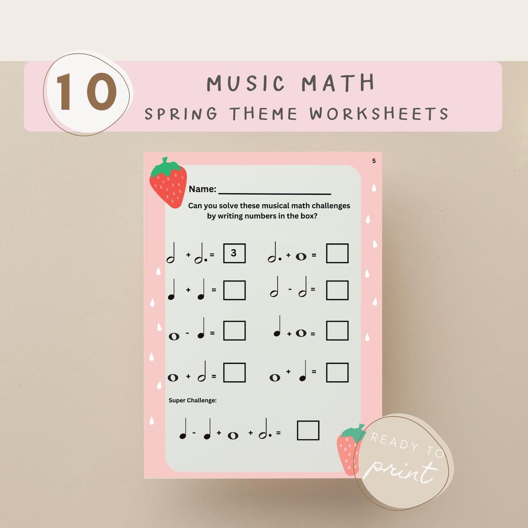 Spring Theme Music Math Rhythm Worksheets, Music Teacher Resource, Note ...