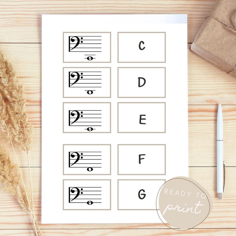 Music Note Flash Cards, Treble Clef & Bass Clef Learning, Fun Music ...
