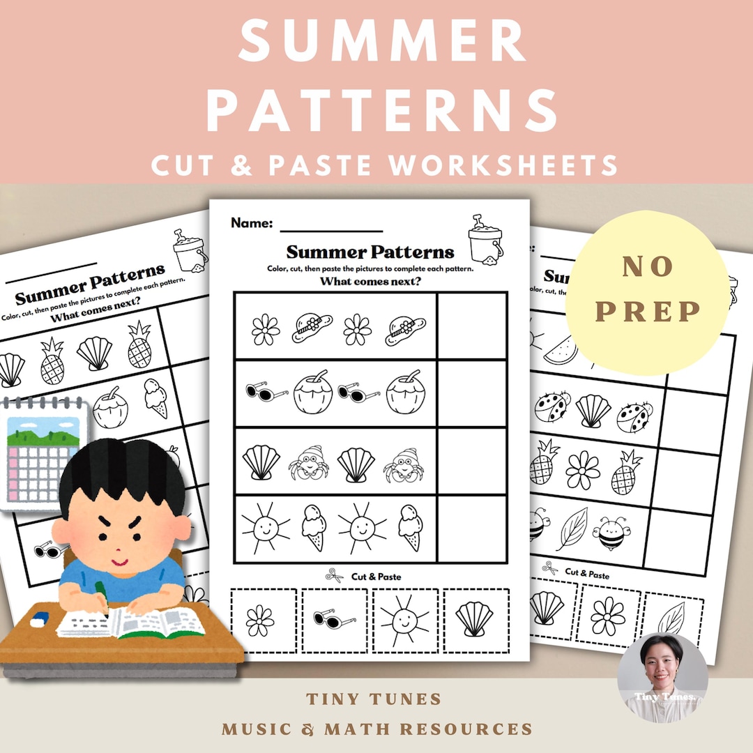 Math Worksheets Kindergarten Homeschool Pattern Printable Summer ...