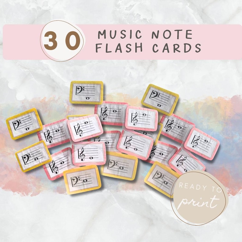 Music Note Flash Cards, Treble Clef & Bass Clef Note Reading, Fun Music ...
